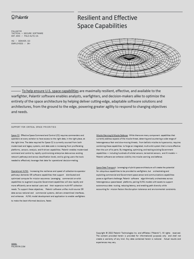 Palantir Software for Space Operations | PDF | Artificial Intelligence ...