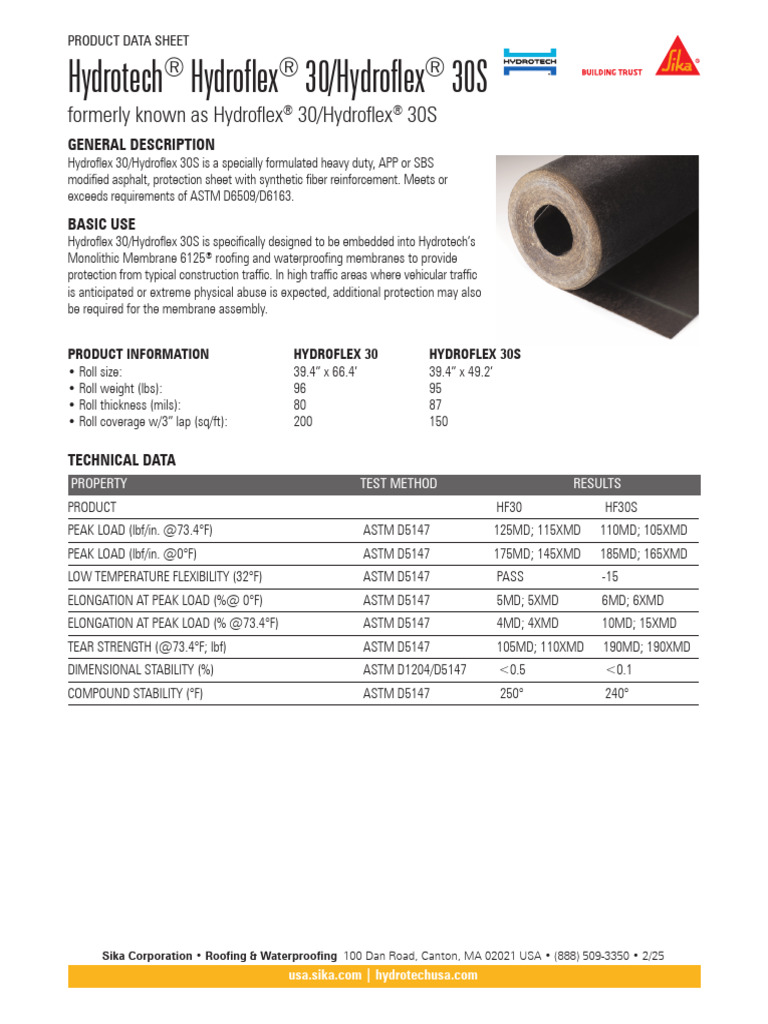 Hydroflex 30 Product Data Sheet | PDF | Building Engineering | Building ...