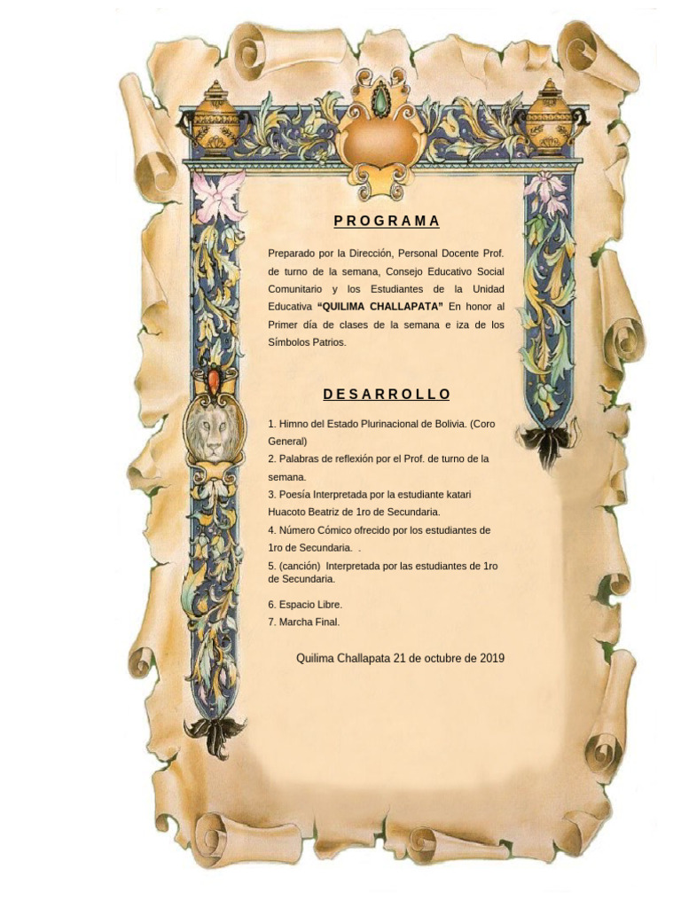 Programa para El Dia Lunes 2019 | PDF