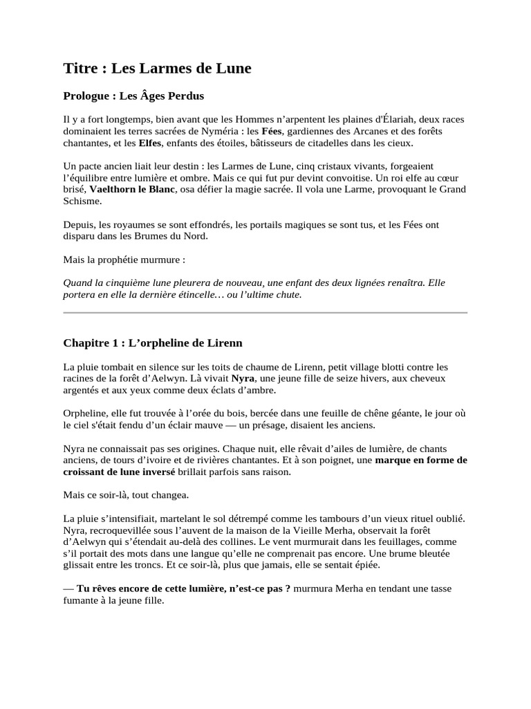 Une Mini Histoire Pour Les Enfants de 11-12 | PDF | Fées | Lune