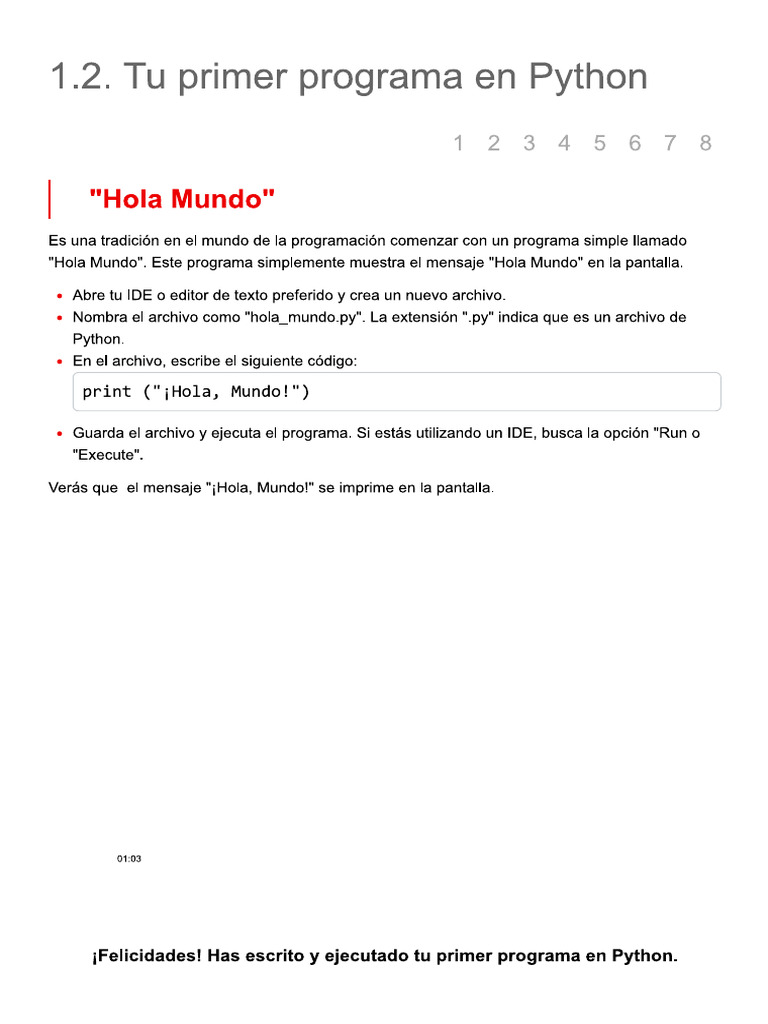1.2. Tu Primer Programa en Python - Python | PDF
