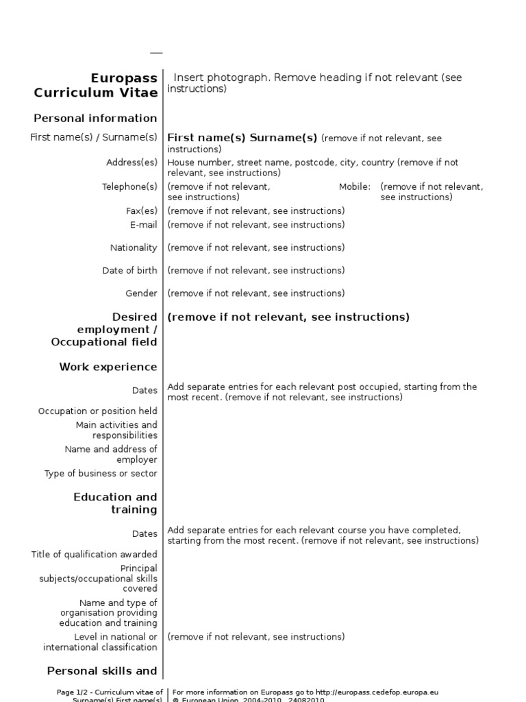 CVTemplate | PDF | Cognition | Communication