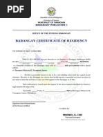 Barangay Certificate of Residency Template | PDF