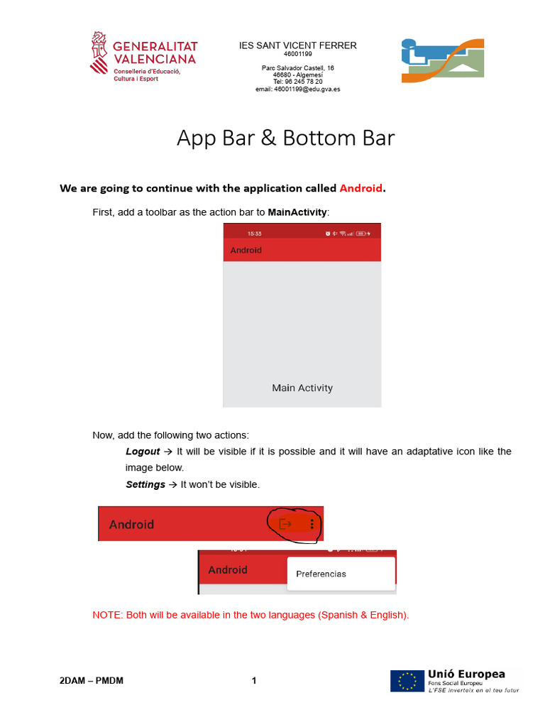 Android App Bar & Bottom Bar Setup Guide | PDF