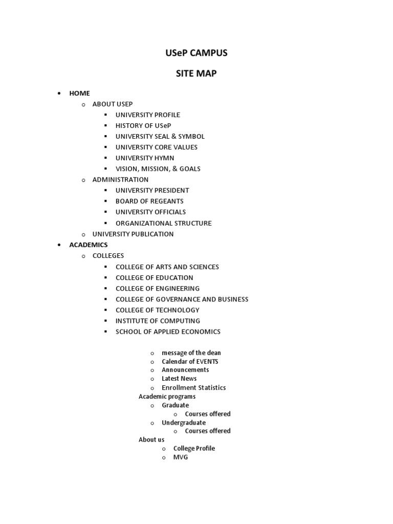 Usep Campus - Site Map | PDF