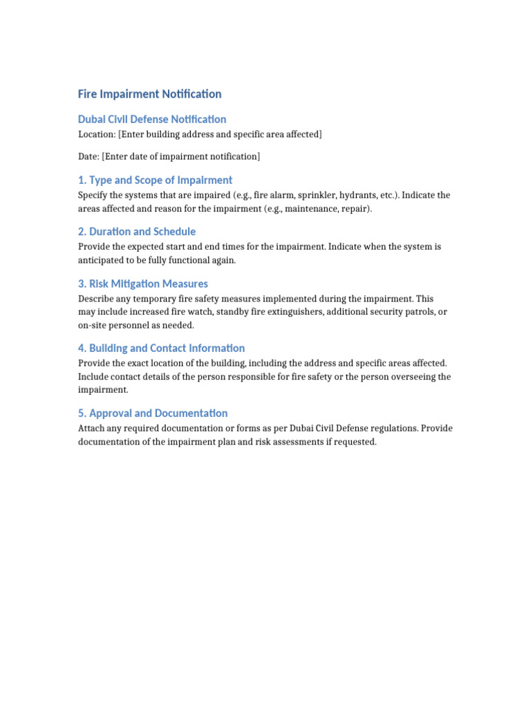 Fire Impairment Notification Guide | PDF