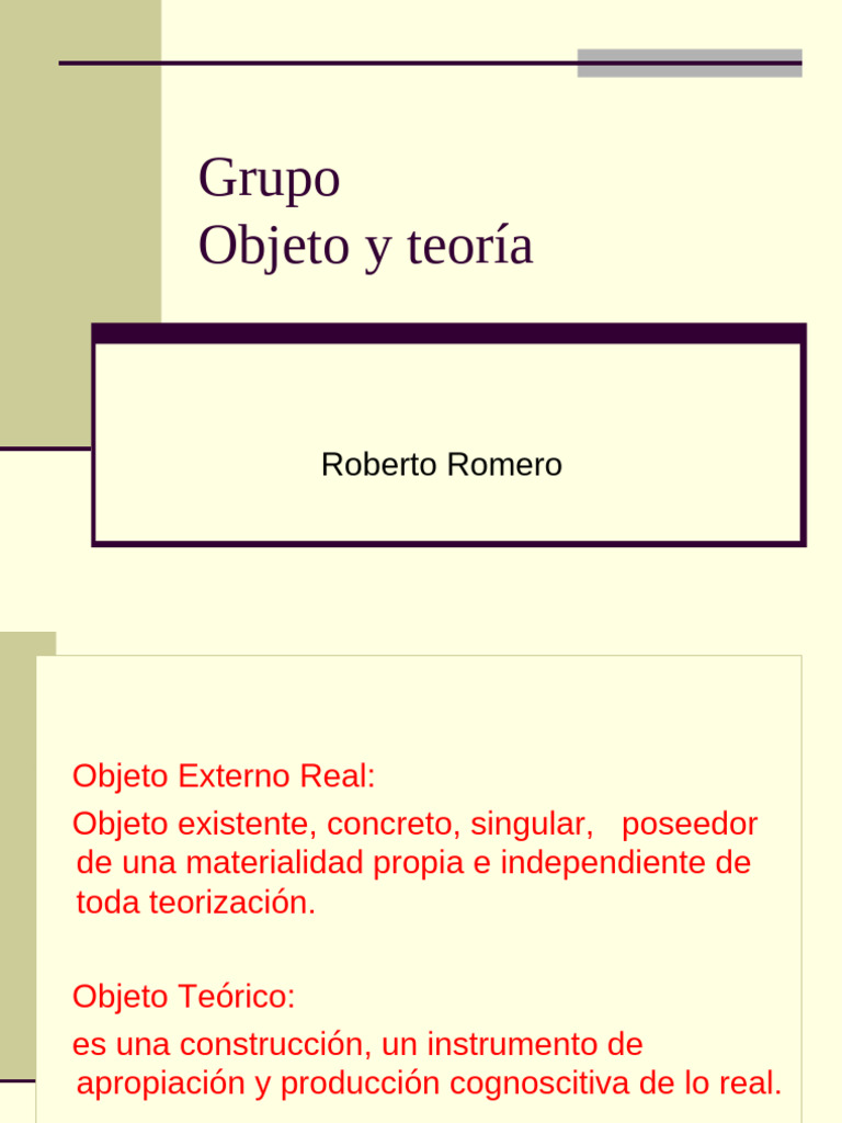 Grupo Objeto y Teoría. Romero | PDF