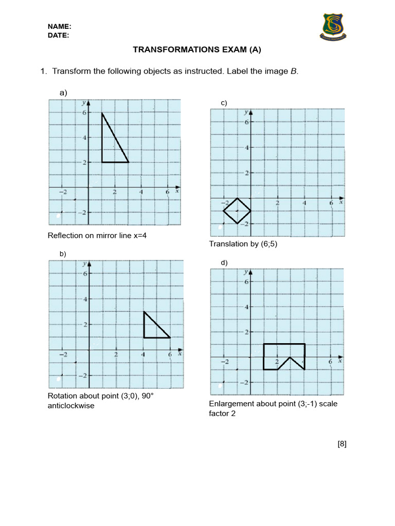 Transformations Exam (A) | PDF