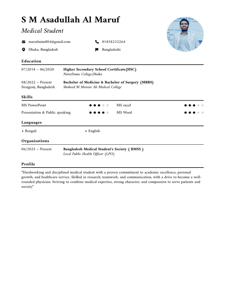 Medical Student Profile: Asadullah Al Maruf | PDF