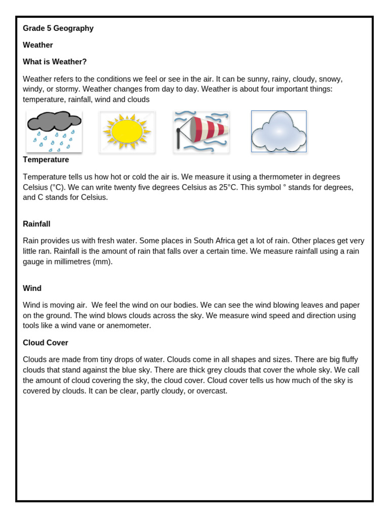 Elements of Weather for Grade 5 | PDF
