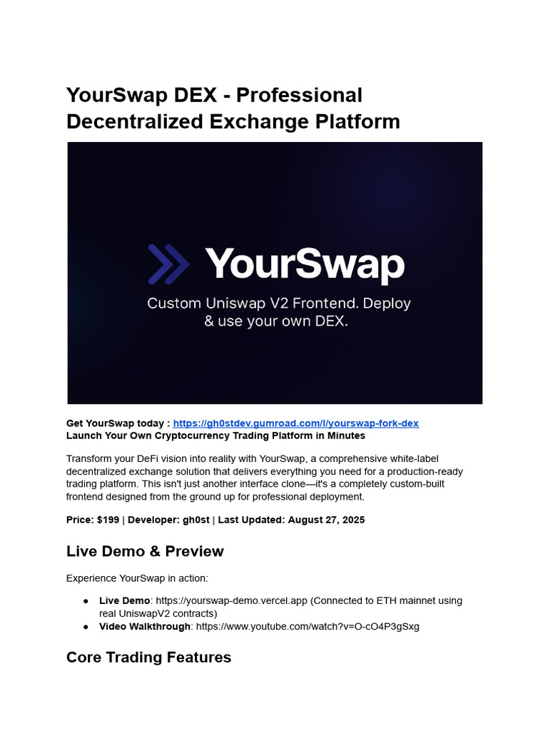 White Label Crypto Dex - Uniswap fork 2025 | PDF | Computer Architecture | Computer Science