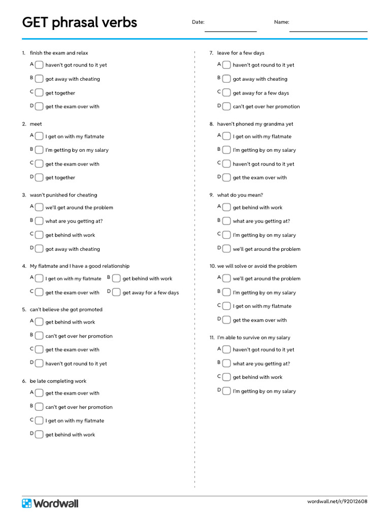 Get Phrasal Verbs Quiz | PDF | Chess Theory | Chess