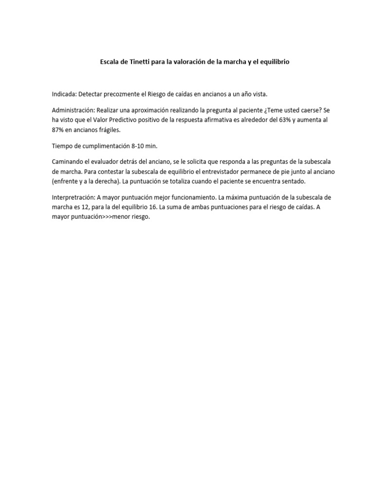 Escala de Tinetti | PDF