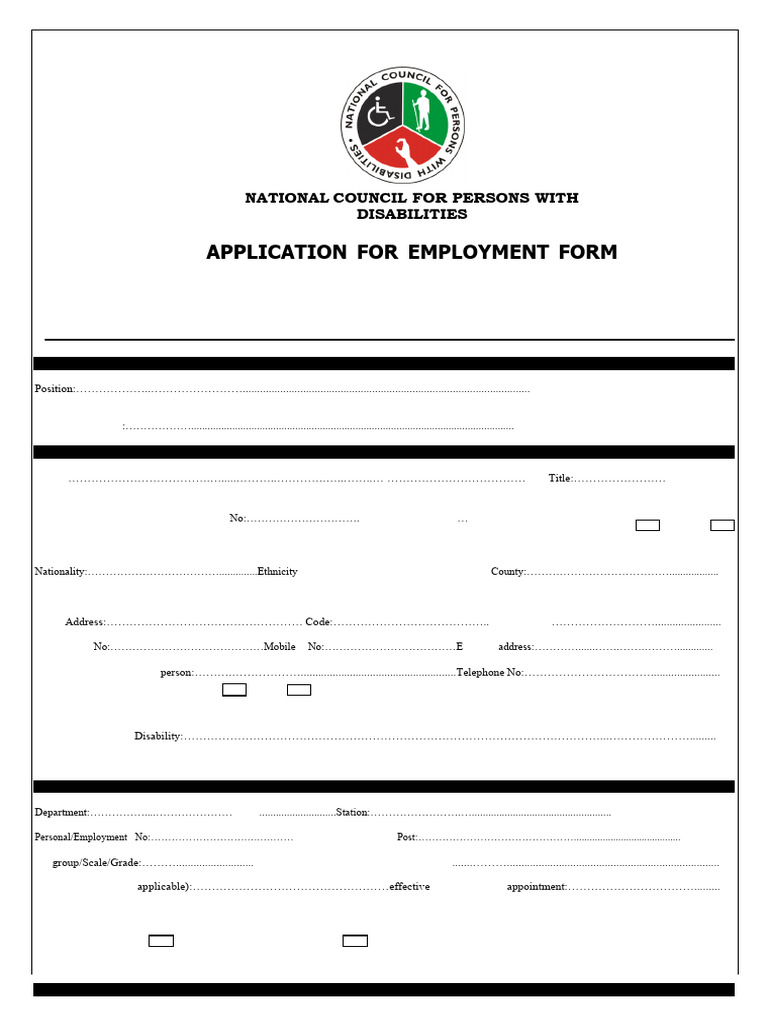 NCPWD Employment Application Form | PDF | Academic Degree | Educational ...