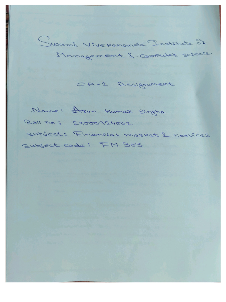 Arun Kumar Singha - FM303 - CA2. | PDF