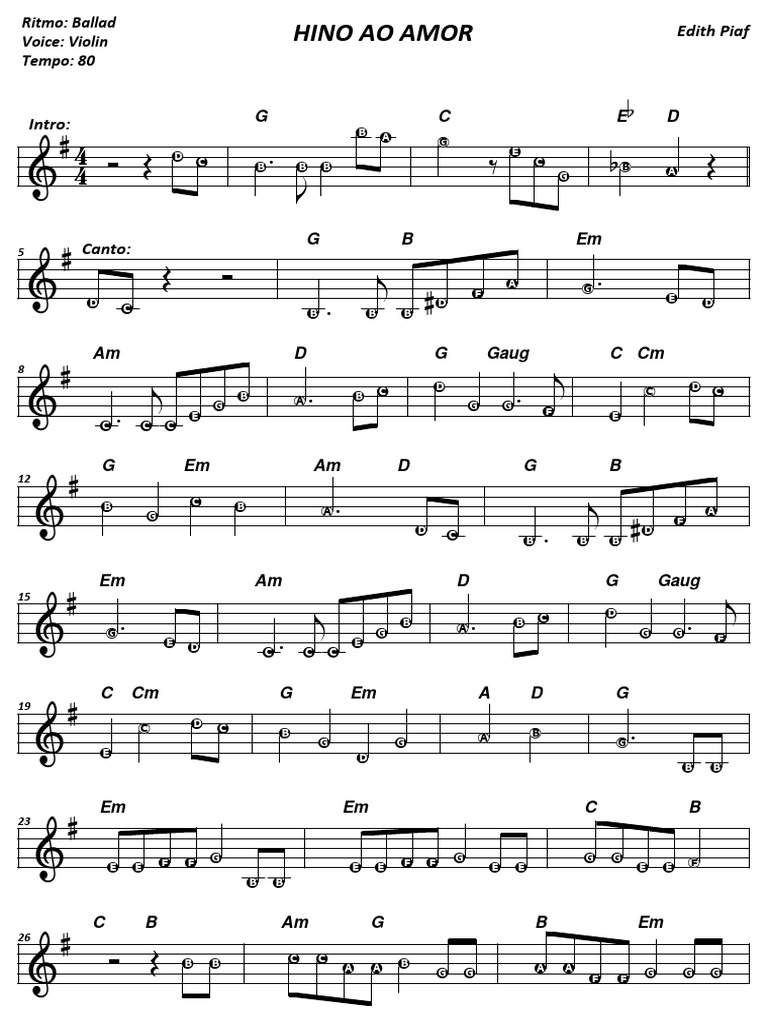 Hino Ao Amor - Edith Piaf | PDF