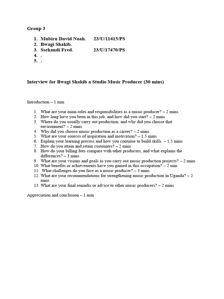 Interviews with Music Producers and Tutors | PDF