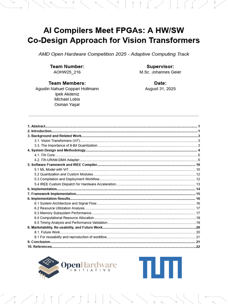 Project Report - AI Compilers Meet FPGAs - A HW - SW Co-Design Approach For Vision Transformers ...
