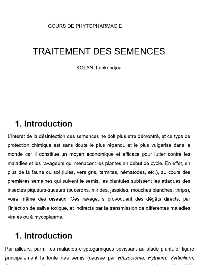Traitement et Protection des Semences | PDF | Agriculture