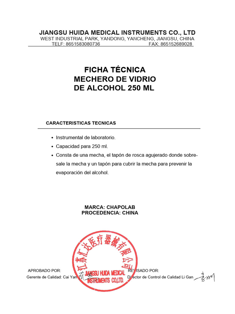 Mechero de Vidrio de Alcohol 250 ML | PDF