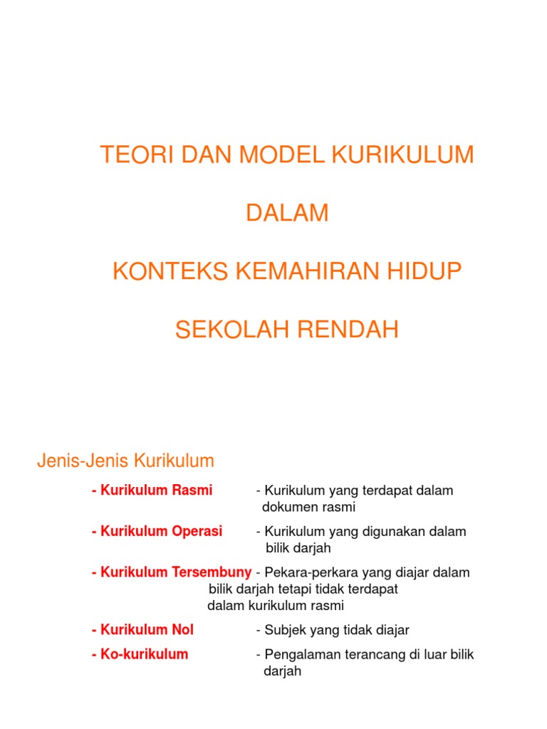Tajuk 2 - Teori Dan Model Kurikulum | PDF