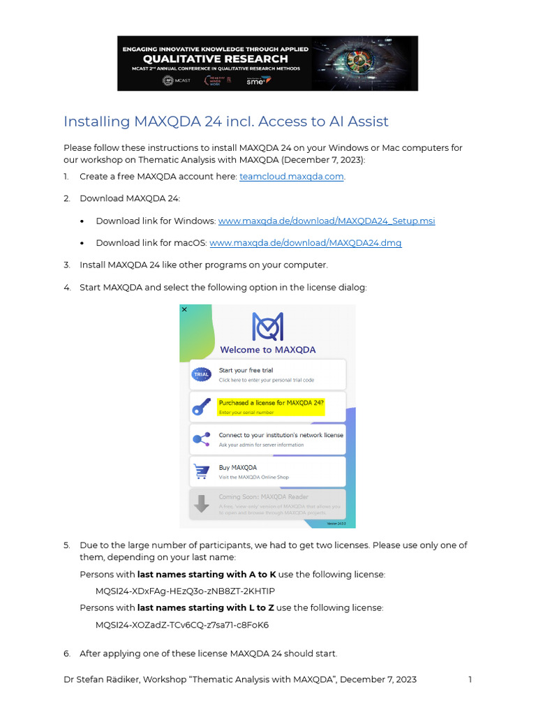 WS Thematic Analysis Installing MAXQDA With AI Assist | PDF