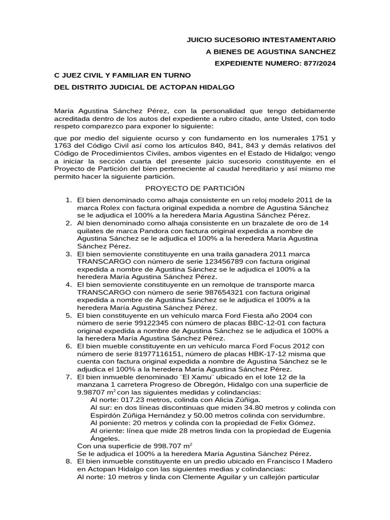 Juicio Sucesorio Intestamentario Pdf