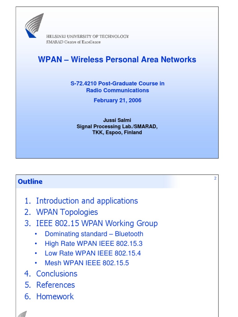 WPAN - Wireless Personal Area Networks | PDF | Wireless Lan | Computer Network
