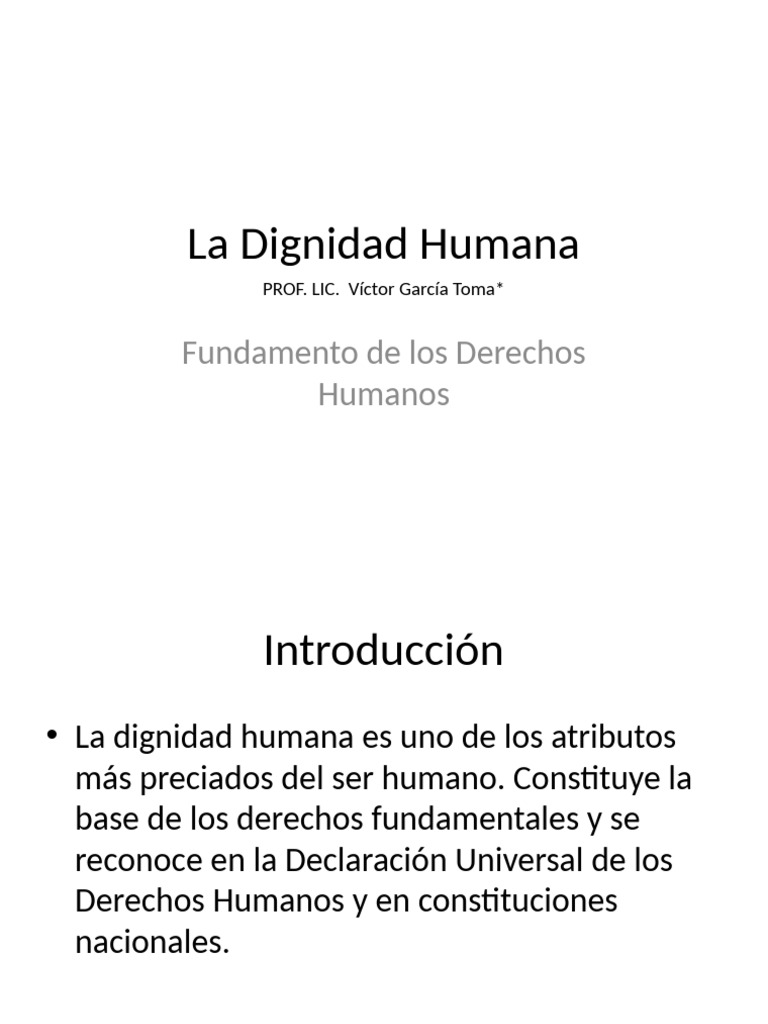 Dignidad Humana y Derechos Fundamentales | PDF