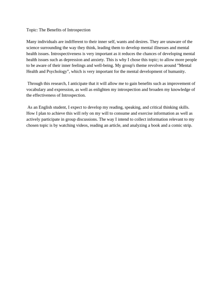The Benefits of Introspection (POI) | PDF