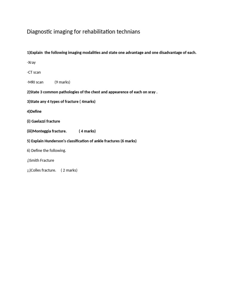 Rehab Diagnostic Imaging Test | PDF