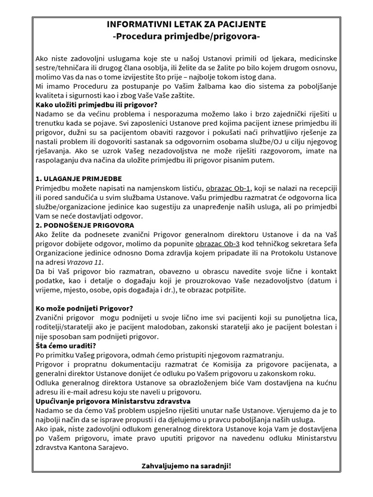 Informativni Letak Za Pacijete - 24 - 04 | PDF