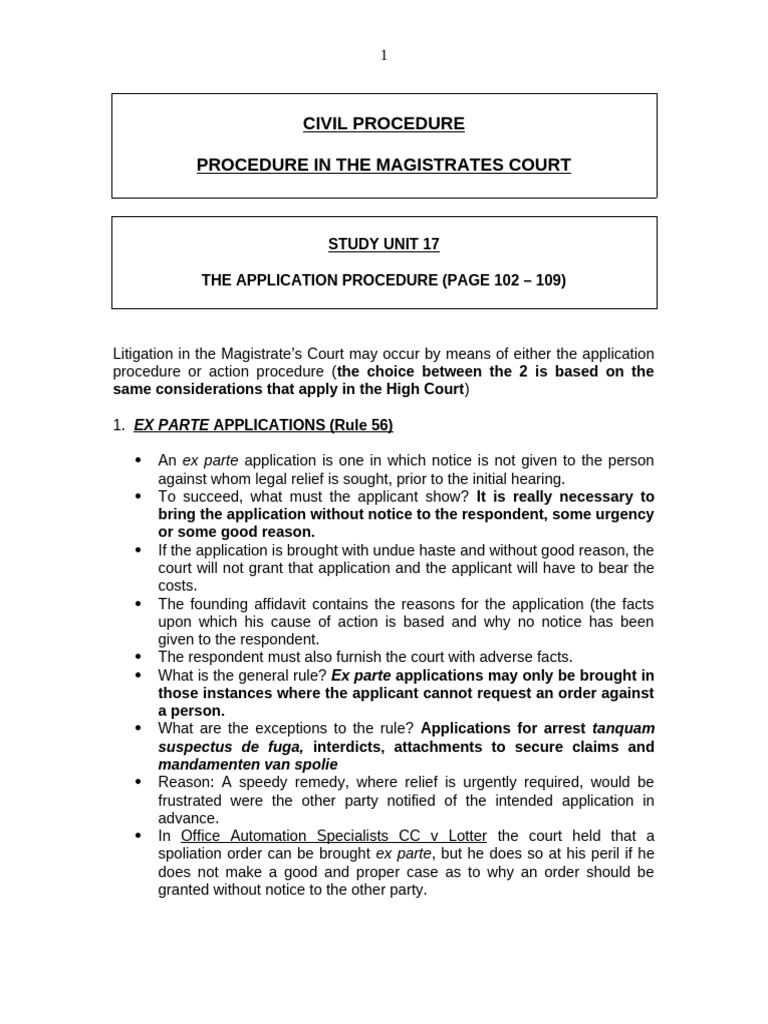 Civil Procedure - Study Unit 17 - Copy | PDF | Common Law | Civil Law ...