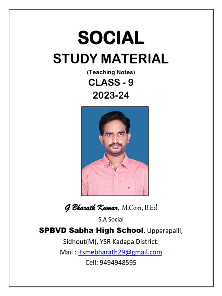 9th Class Social T.M Class Work-1 | PDF