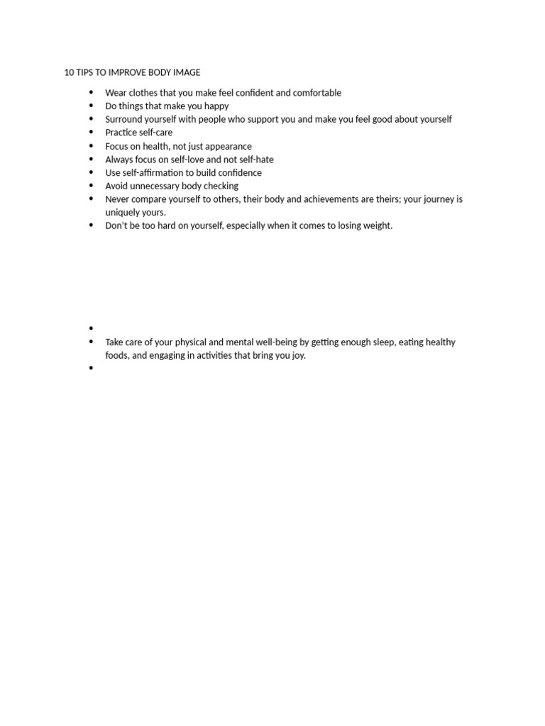 10 Tips To Improve Body Image | PDF