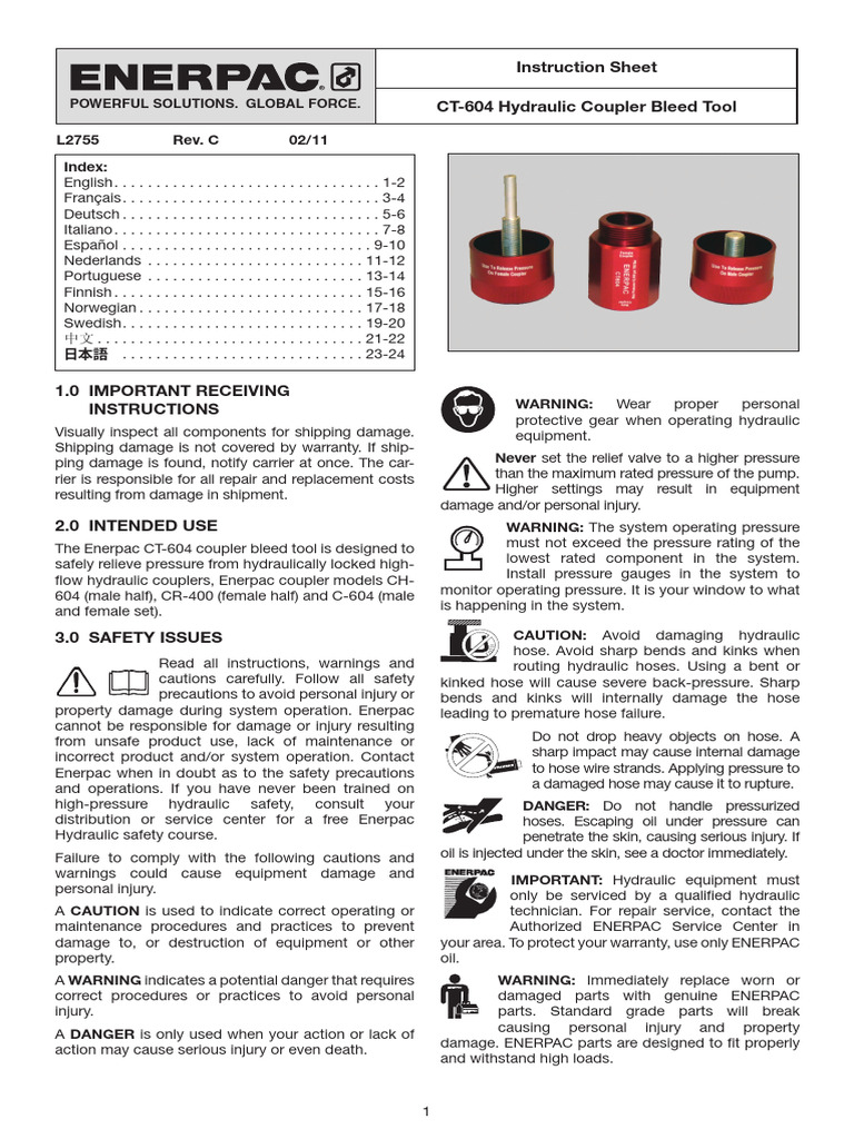 CT-604 Hydraulic Coupler Bleed Tool | PDF | Mechanical Engineering ...