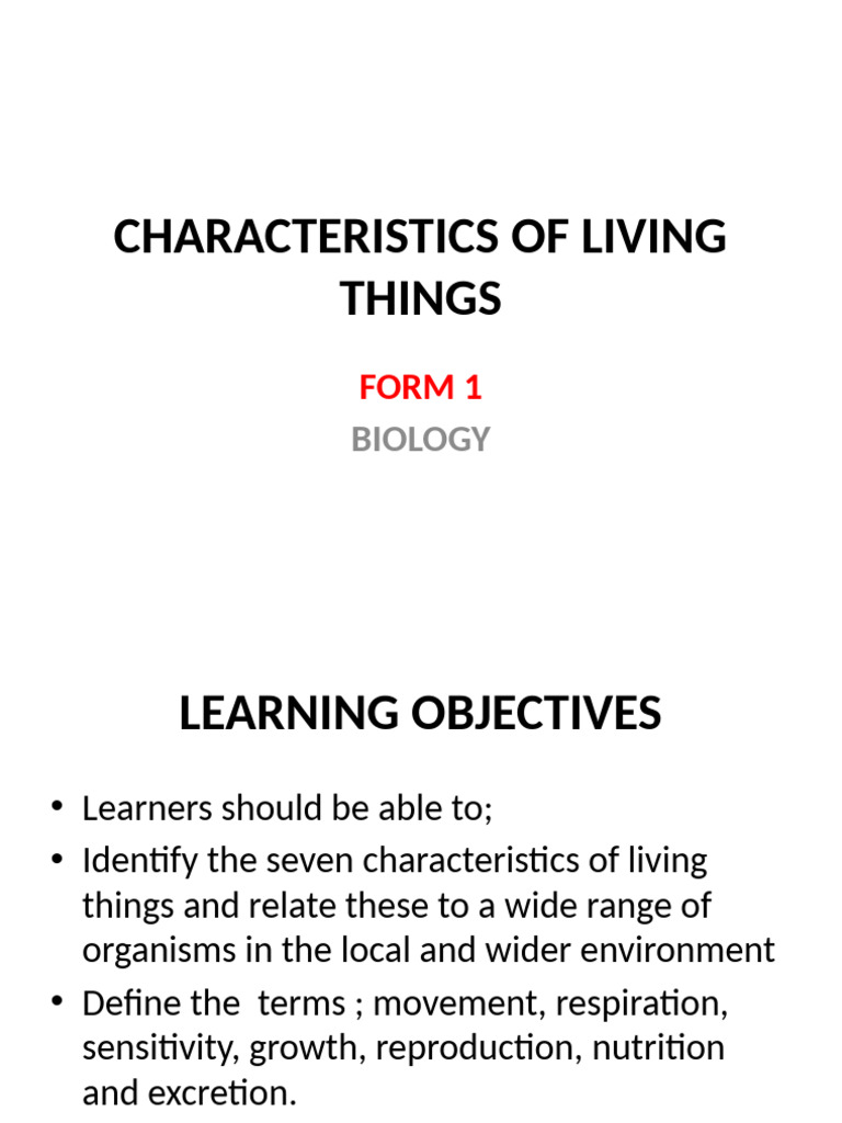 Characteristics of Living Things | PDF | Organisms | Cell (Biology)