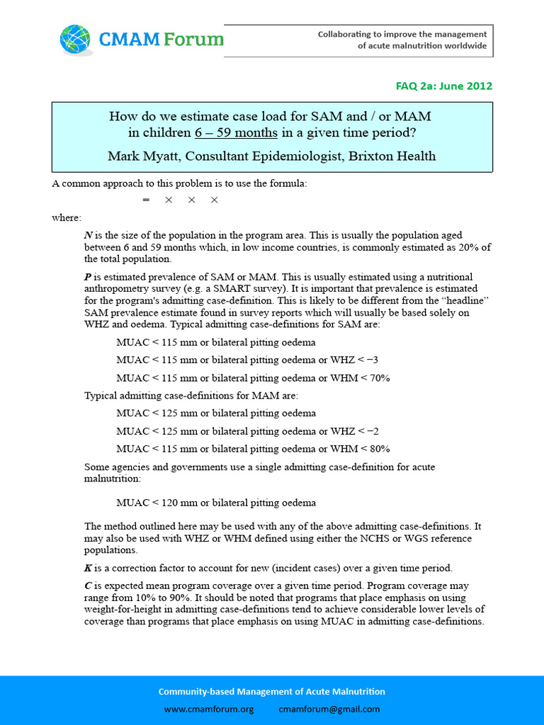 Caseload CMAM June 2012 | PDF | Medical Specialties | Nutrition