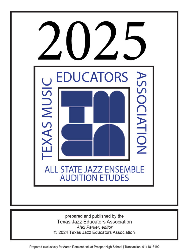 2025 All-State Jazz Etudes - Trumpet - Updated 2024-05-20 | PDF