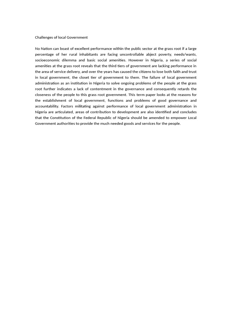 Challenges of Local Government | PDF