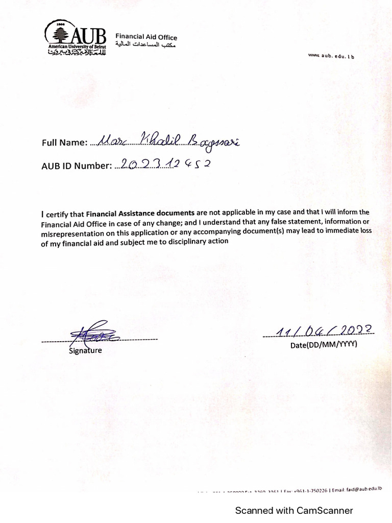 Financial Assistance Documents | PDF