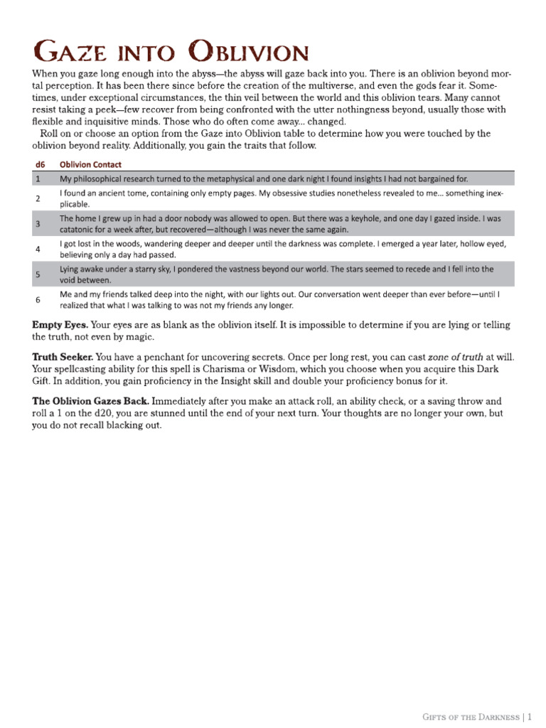 Dark Gifts 5e | PDF