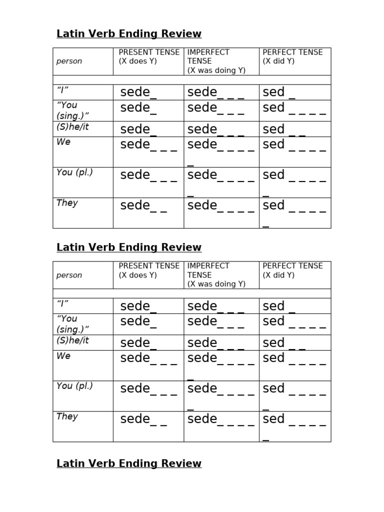 Verb Endings BLANK | PDF