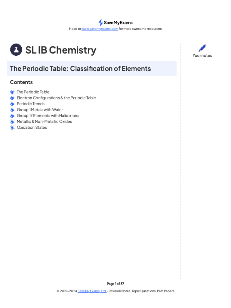 The Periodic Table Classification of Elements | PDF | Ion | Periodic Table