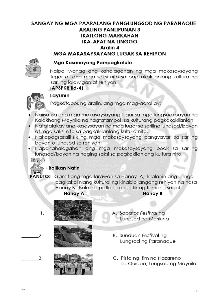 AP Grade3 Quarter3 Module Week4 | PDF