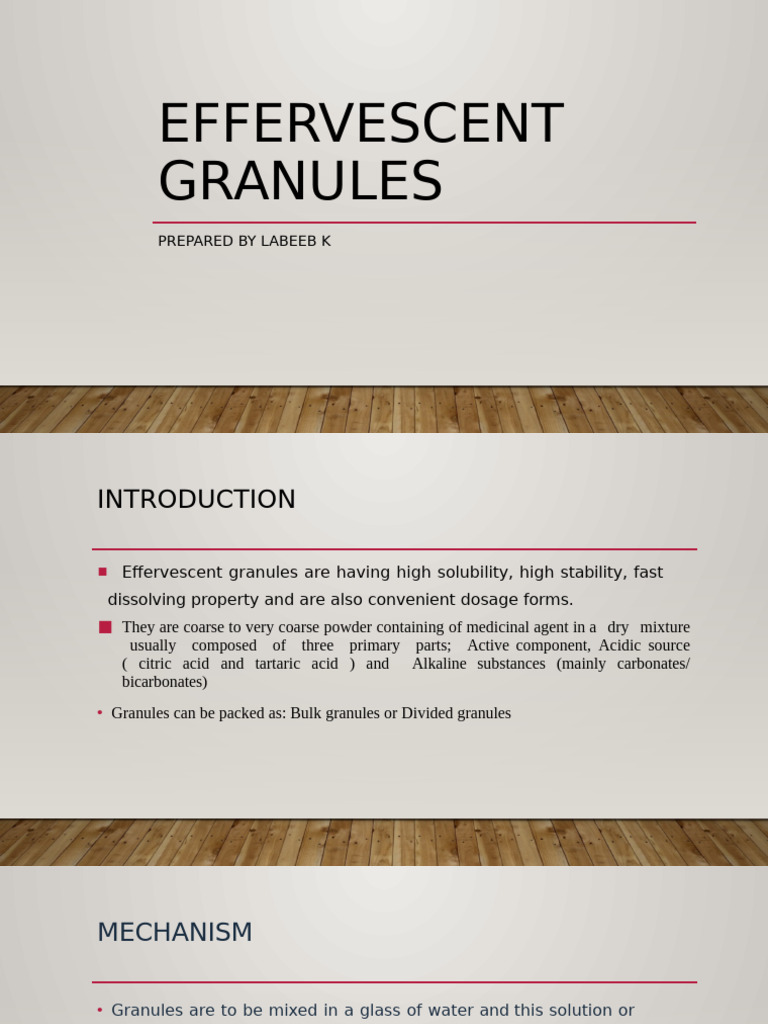 Effervescent Granules: Preparation Methods | PDF | Tablet (Pharmacy ...