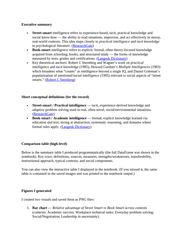 Book Smart vs. Street Smart Explained | PDF | Intelligence | Procedural ...