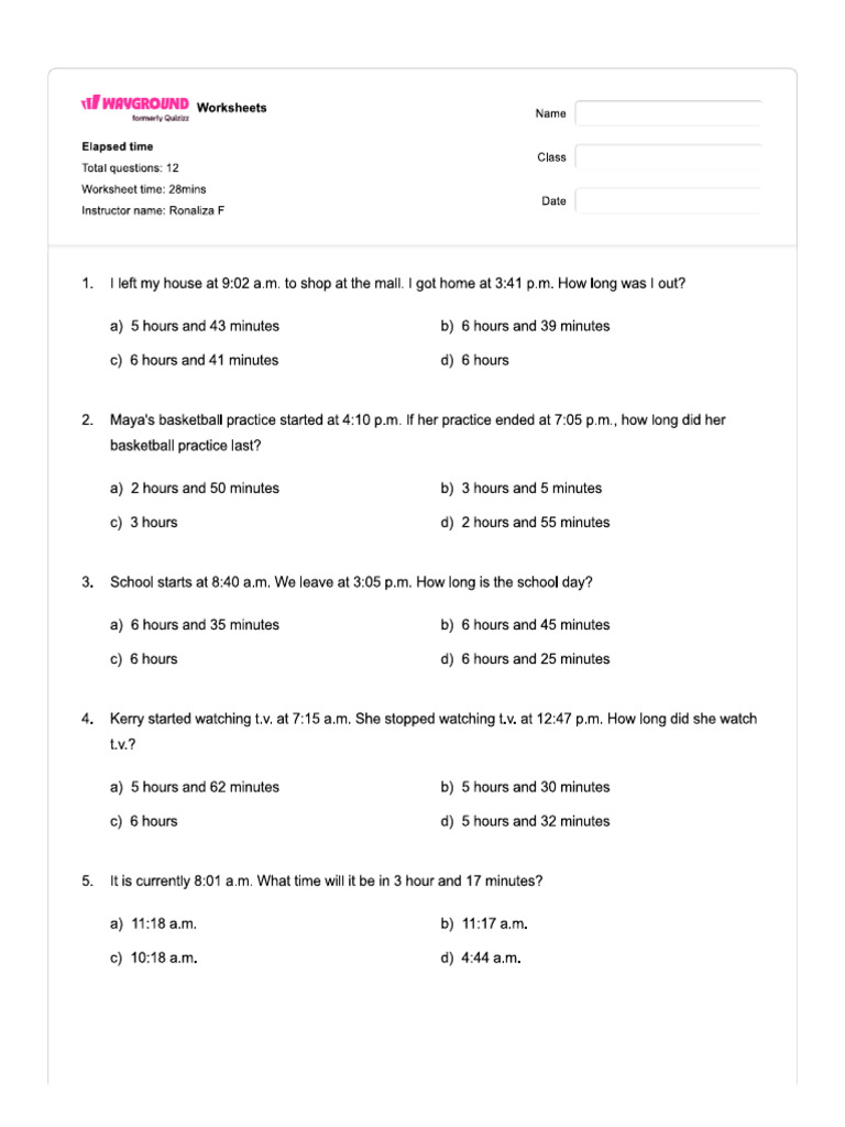Quizizz - Elapsed Time2 | PDF