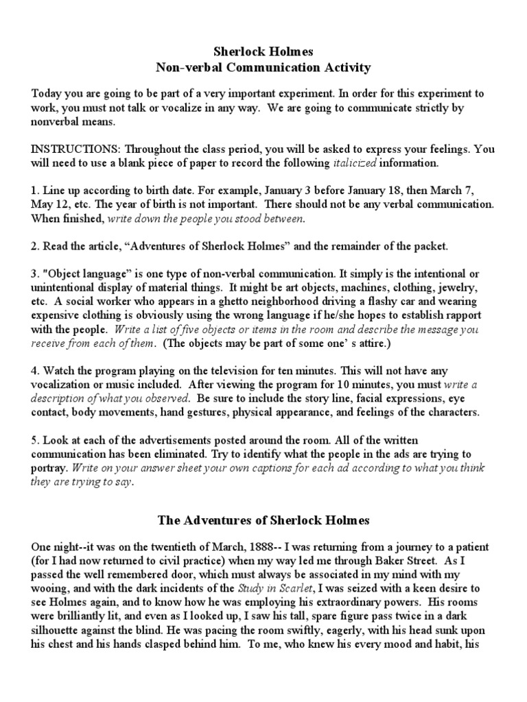 Sherlock Holmes | PDF | Nonverbal Communication | Facial Expression