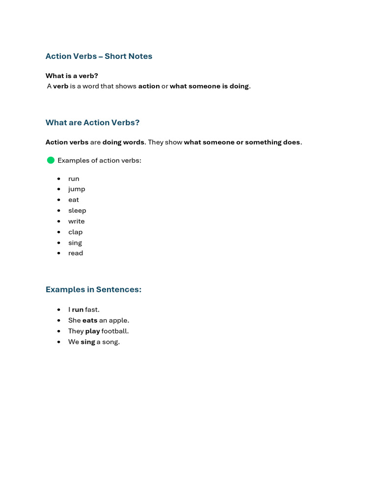 Verbs Notes | PDF